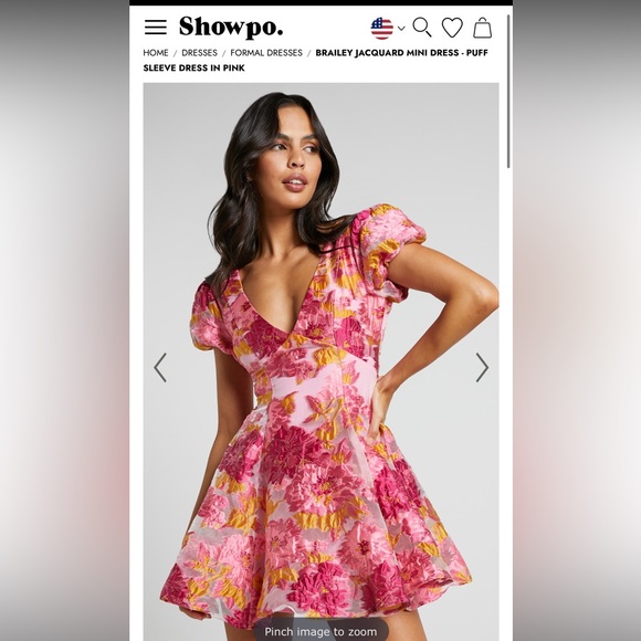 Showpo. | Dresses | Jacquard Mini Dress Puff Sleeve Dress Showpo | Poshmark